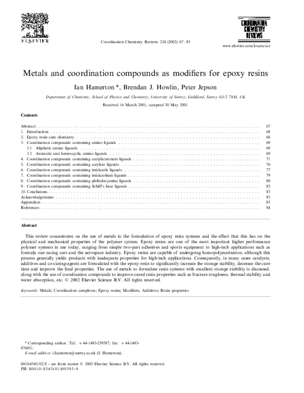 (PDF) Metals and coordination compounds as modifiers for epoxy resins