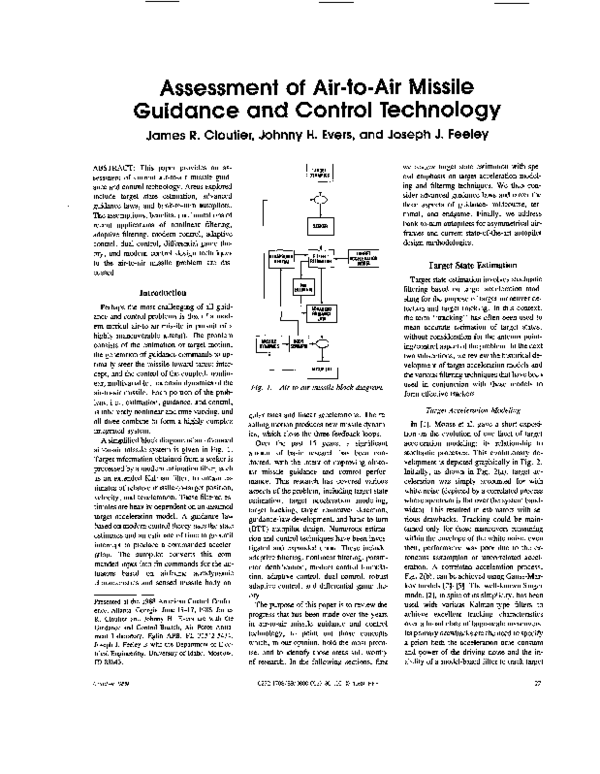 Pdf An Assessment Of Air To Air Missile Guidance And Control Technology 
