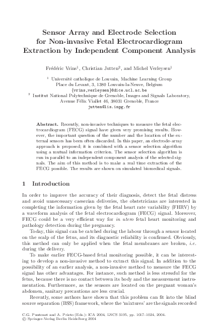 (PDF) Sensor Array and Electrode Selection for Non-invasive Fetal Electrocardiogram Extraction ...