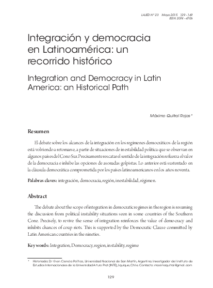 (PDF) Integration and Democracy in Latin America: an Historical Path