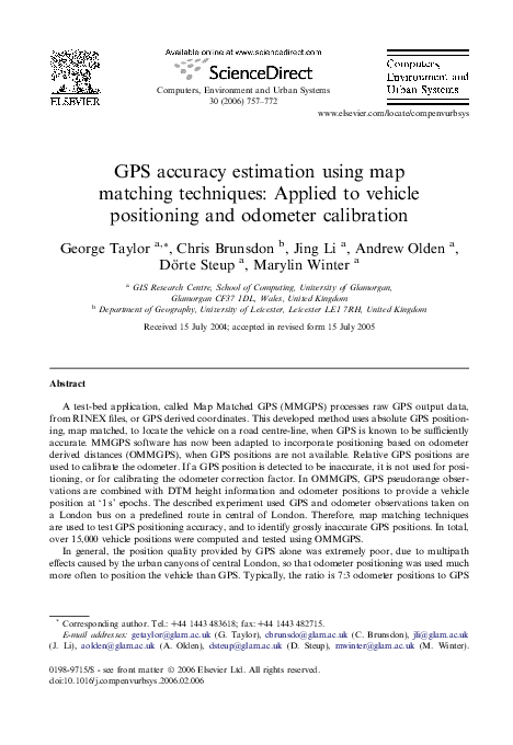 (PDF) GPS accuracy estimation using map matching techniques: Applied to vehicle positioning and ...