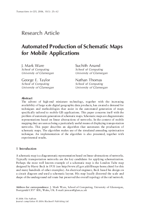 (PDF) Automated Production of Schematic Maps for Mobile Applications