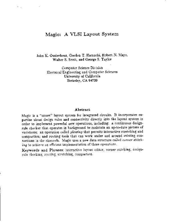 (PDF) The Magic VLSI Layout System