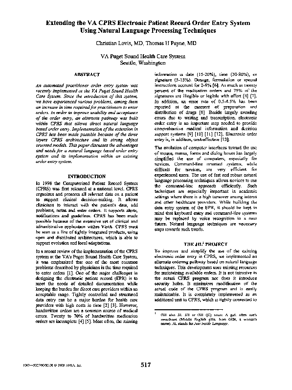 (PDF) Extending the VA CPRS electronic patient record order entry ...