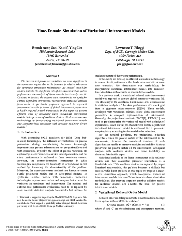 (PDF) Time-domain simulation of variational interconnect models