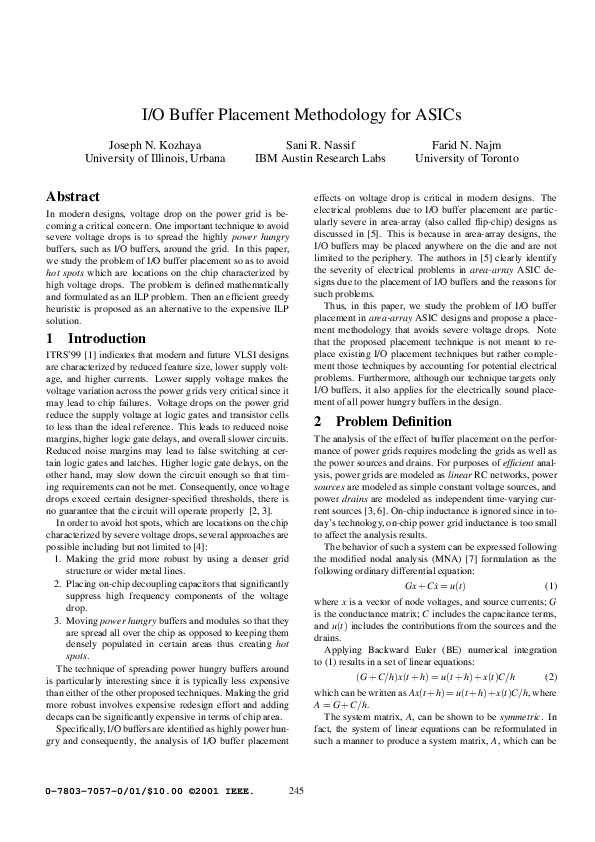 (PDF) I/O buffer placement methodology for ASICs