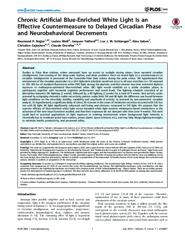 (PDF) Chronic artificial blue-enriched white light is an effective ...