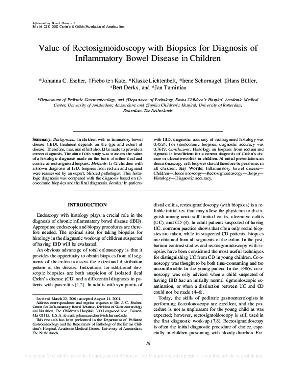 (PDF) Value of Rectosigmoidoscopy with Biopsies for Diagnosis of ...