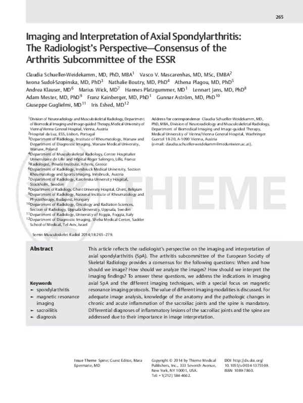 (PDF) Imaging and Interpretation of Axial Spondylarthritis: The ...