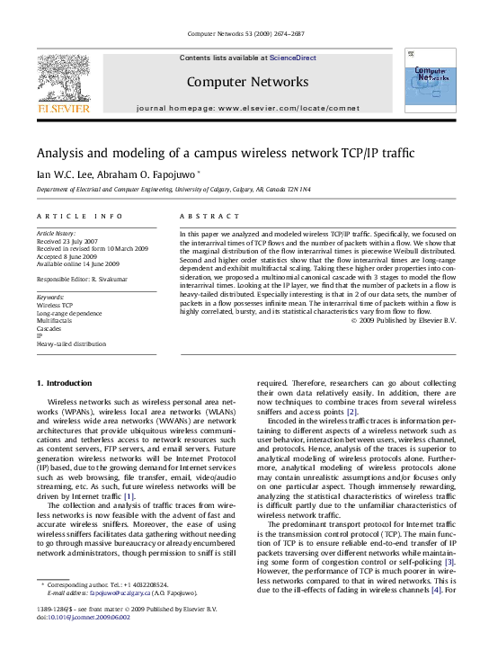 (PDF) Analysis and modeling of a campus wireless network TCP/IP traffic
