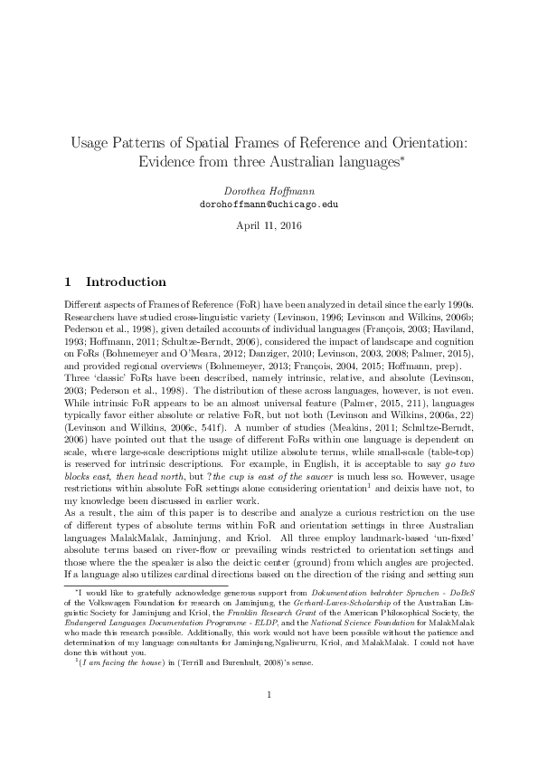 (PDF) Usage Patterns of Spatial Frames of Reference and Orientation: Evidence from three ...