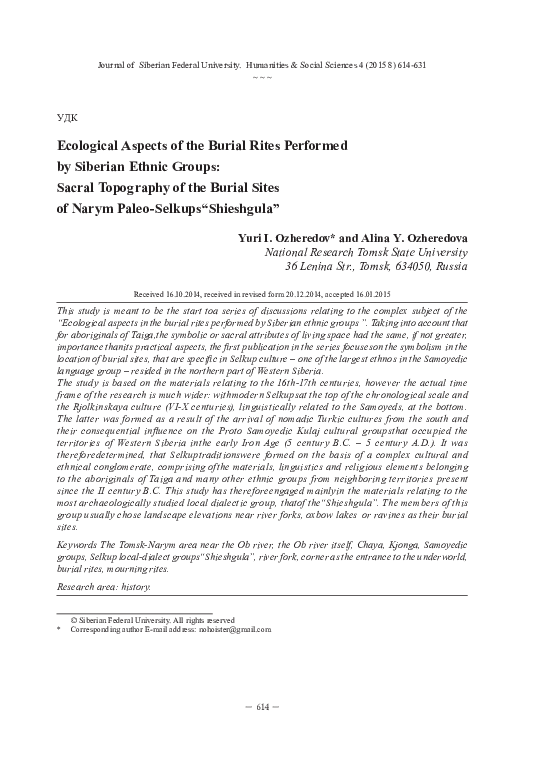 (PDF) Ecological Aspects of the Burial Rites Performed by Siberian ...