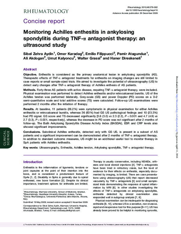 (PDF) Monitoring Achilles enthesitis in ankylosing spondylitis during ...