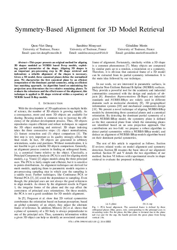 (PDF) Symmetry-based alignment for 3D model retrieval | Geraldine Morin ...