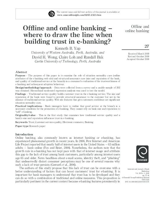 (PDF) Offline and online banking – where to draw the line when building ...