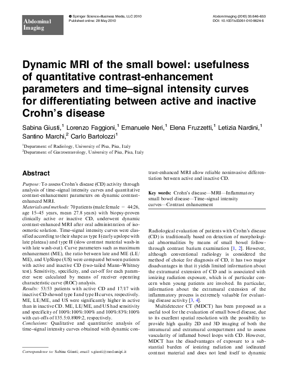 (PDF) Dynamic MRI of the small bowel: usefulness of quantitative ...