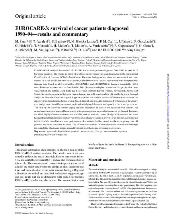(PDF) EUROCARE-3: survival of cancer patients diagnosed 1990-94 ...