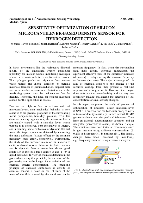 (PDF) Sensitivity optimization of silicon microcantilever-based density sensor for hydrogen ...