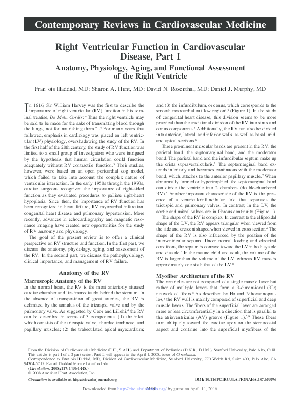 (PDF) Right Ventricular Function in Cardiovascular Disease, Part II ...