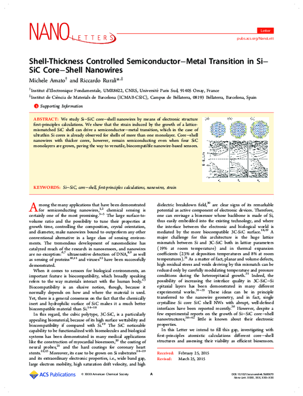 (PDF) Shell-thickness controlled semiconductor-metal transition in Si ...