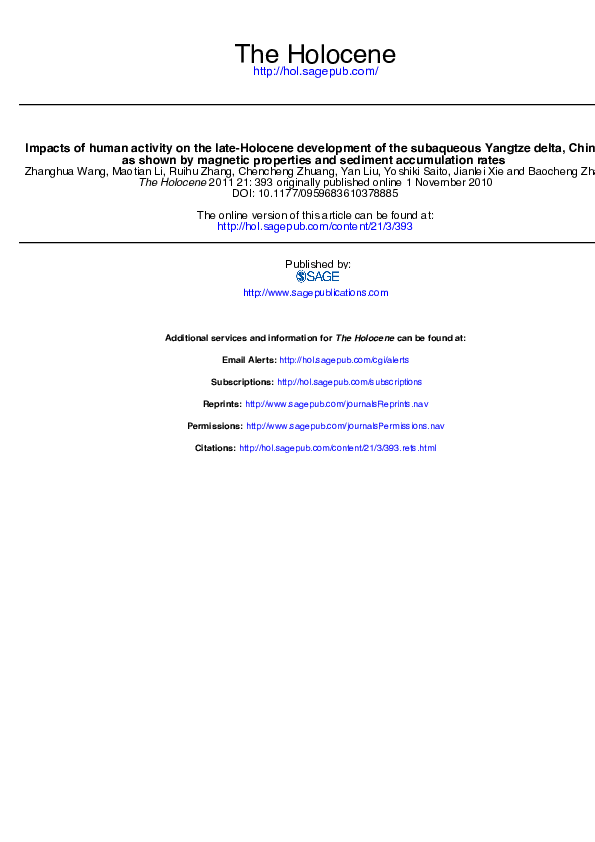 (PDF) Impacts of human activity on the late-Holocene development of the ...