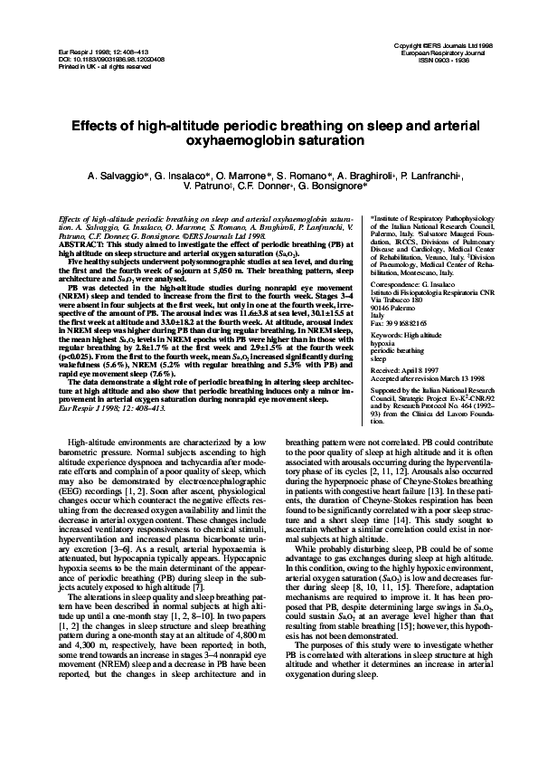(PDF) Effects of High Altitude on Sleep and Respiratory System and ...
