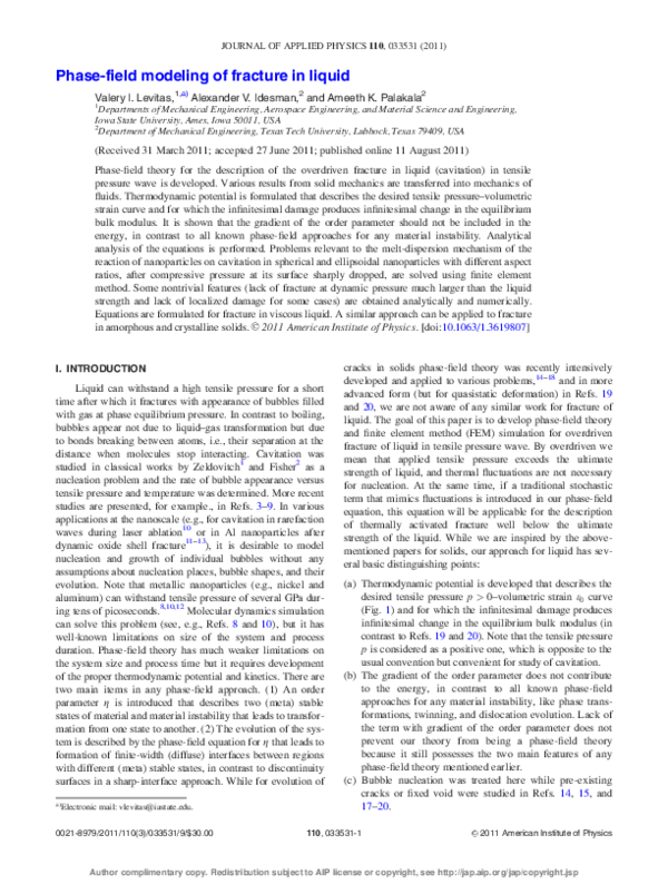 (PDF) Phase-field modeling of fracture in liquid