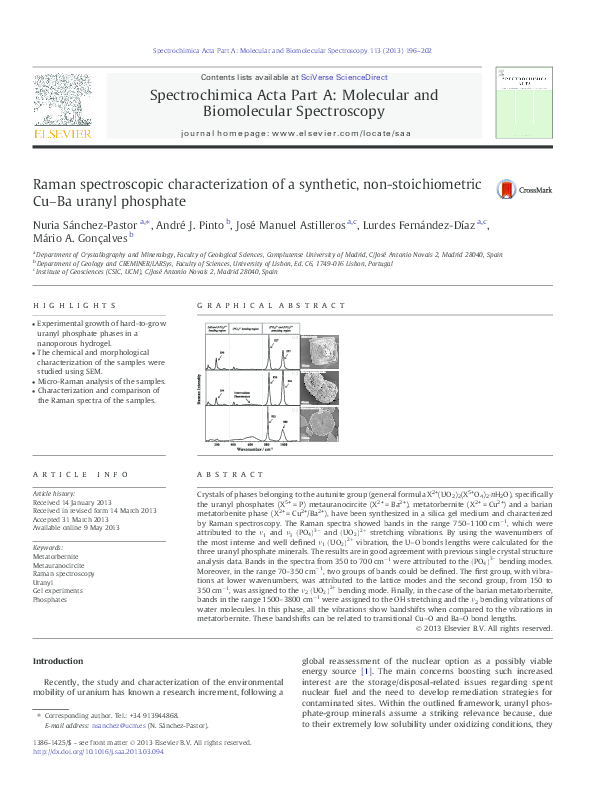(PDF) Raman spectroscopic characterization of a synthetic, non ...