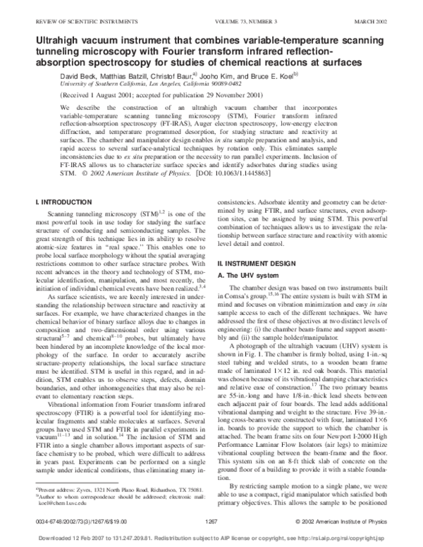 (PDF) Ultrahigh vacuum instrument that combines variable-temperature scanning tunneling ...