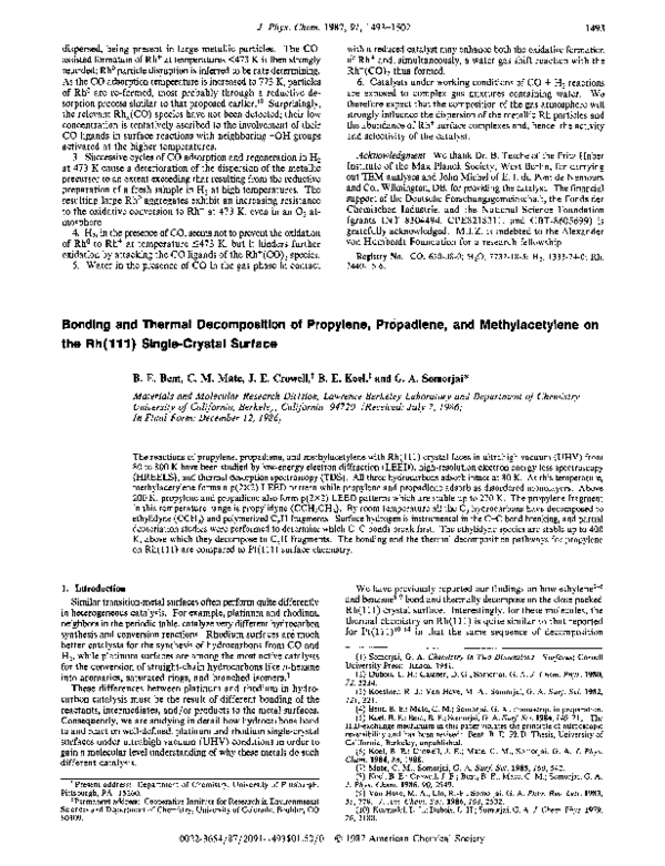 (PDF) Bonding and Thermal-Decomposition of Propylene, Propadiene, and ...