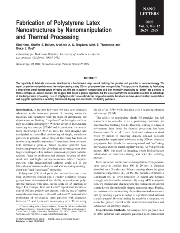 (PDF) Fabrication of Polystyrene Latex Nanostructures by ...