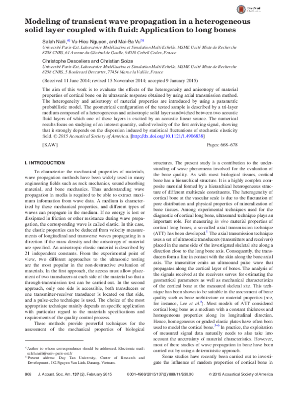 Pdf Modeling Of Transient Wave Propagation In A Heterogeneous Solid Layer Coupled With Fluid