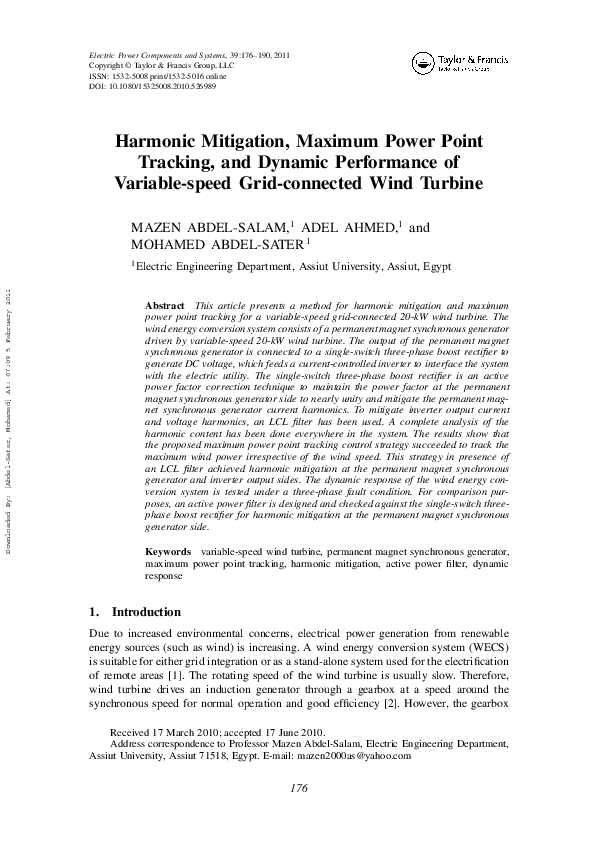 (PDF) Harmonic Mitigation, Maximum Power Point Tracking, and Dynamic Performance of Variable ...