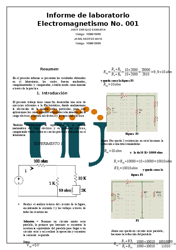 (DOC) LAB 1 ELECTROMAGNETISMO