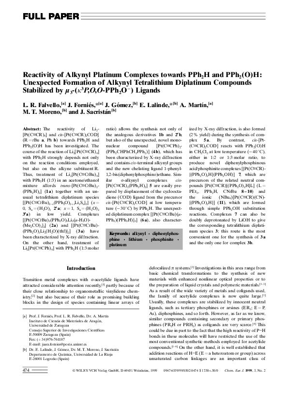 (PDF) Reactivity of Alkynyl Platinum Complexes towards PPh2H and PPh2(O ...