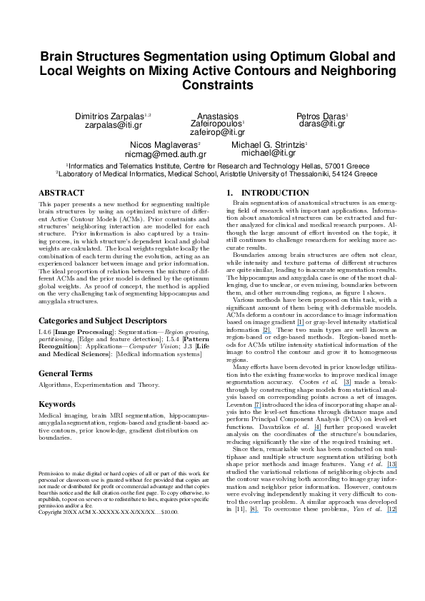 (PDF) Brain structures segmentation using optimum global and local weights on mixing active ...