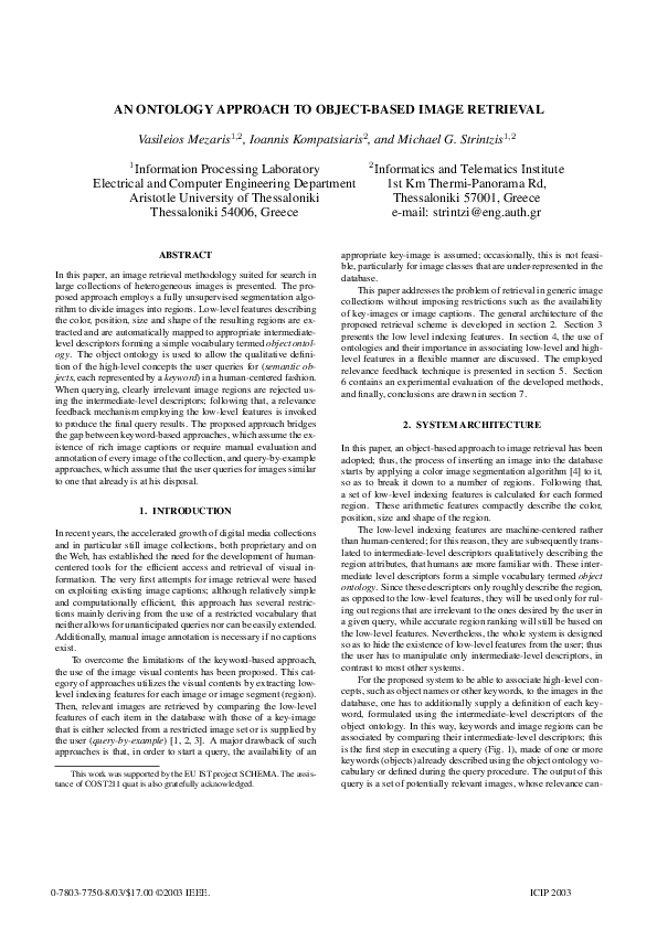 (PDF) An ontology approach to object-based image retrieval