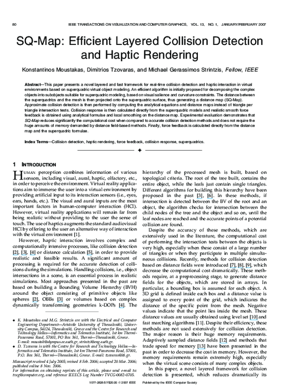 Pdf Sq Map Efficient Layered Collision Detection And Haptic Rendering