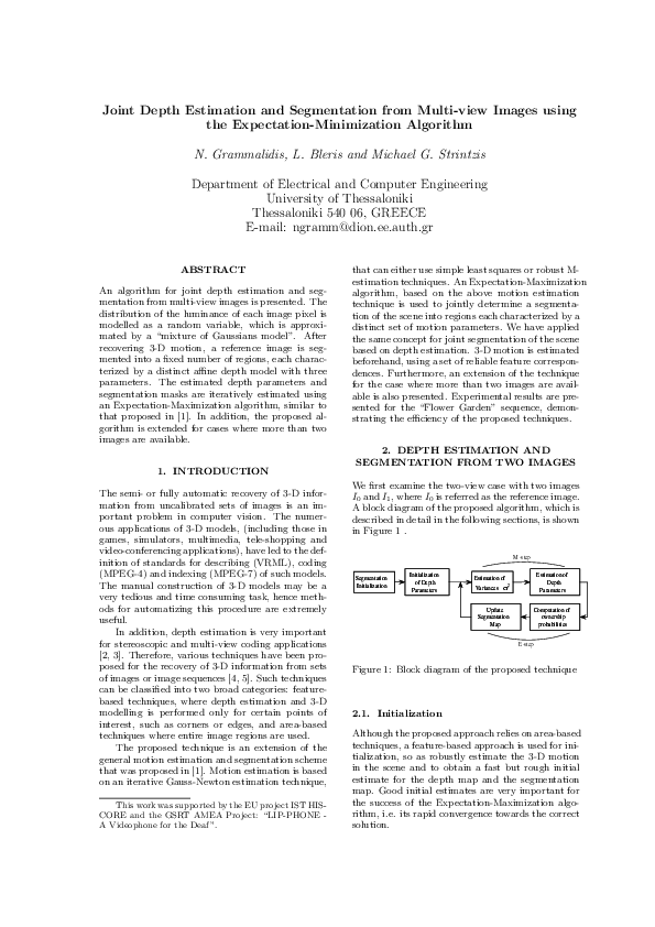 Pdf Joint Depth Estimation And Segmentation From Multi View Images Using The Expectation
