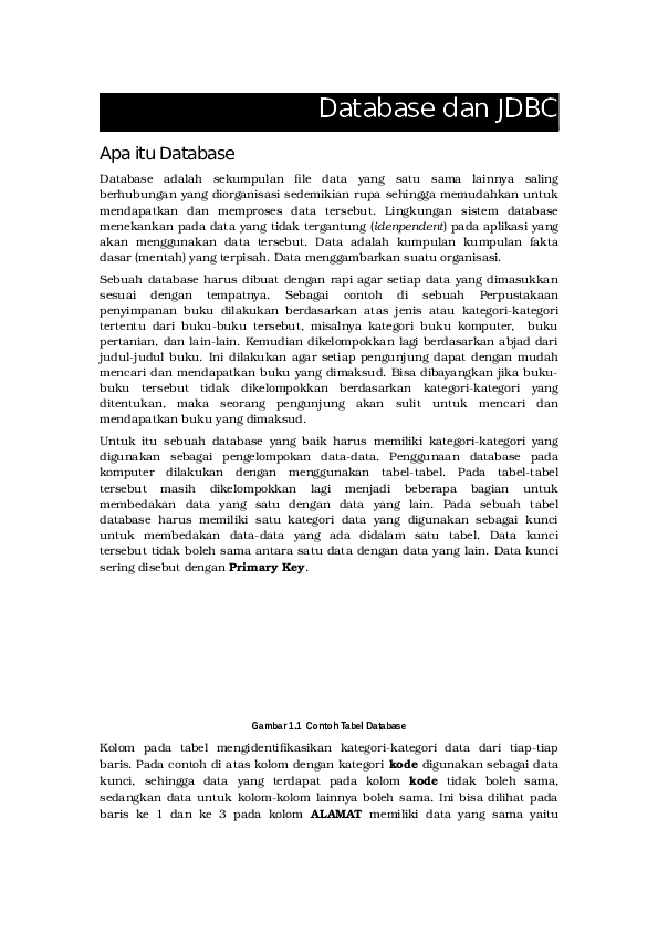 (DOC) Database dan JDBC Apa itu Database