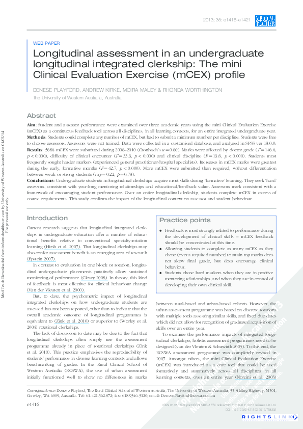 (PDF) Longitudinal assessment in an undergraduate longitudinal ...
