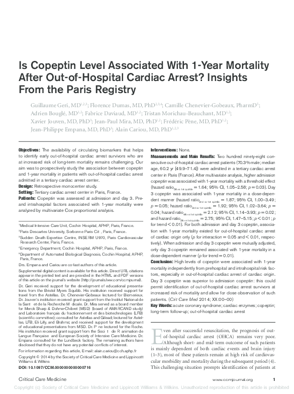 (PDF) Is Copeptin Level Associated With 1-Year Mortality After Out-of ...