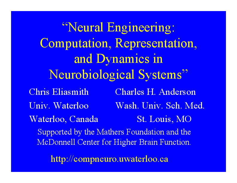 (PDF) Neural engineering: Computation, representation, and dynamics in neurobiological systems
