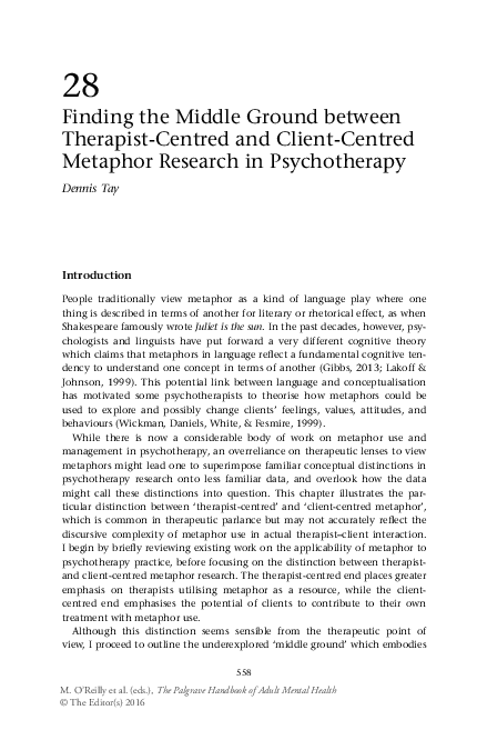(PDF) Finding the Middle Ground between Therapist-Centred and Client ...