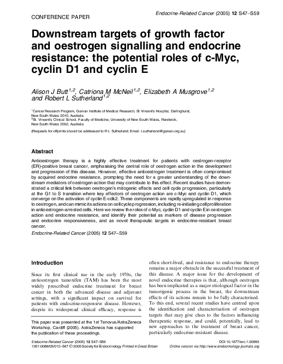 (PDF) Downstream targets of growth factor and oestrogen signalling and ...