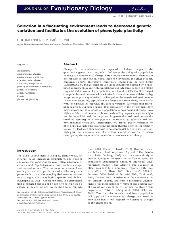 (PDF) Variation in the rate of convergent evolution: adaptation to a ...
