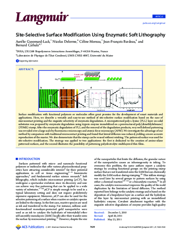 (PDF) Site-Selective Surface Modification Using Enzymatic Soft Lithography