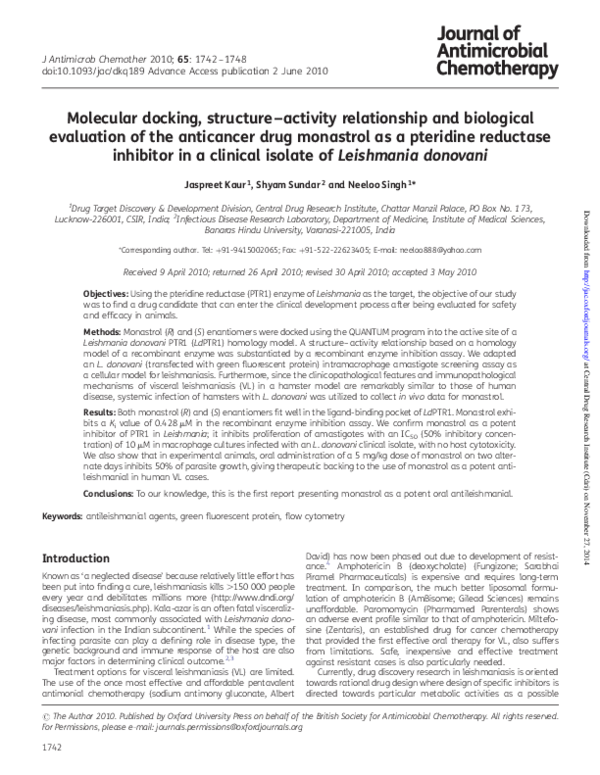 (PDF) Molecular docking, structure-activity relationship and biological ...