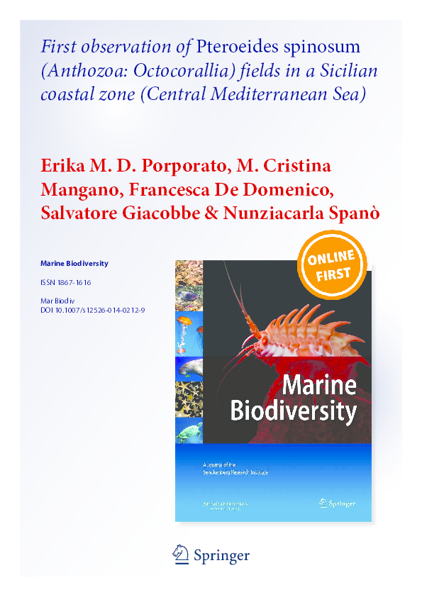(PDF) First observation of Pteroeides spinosum (Anthozoa: Octocorallia ...