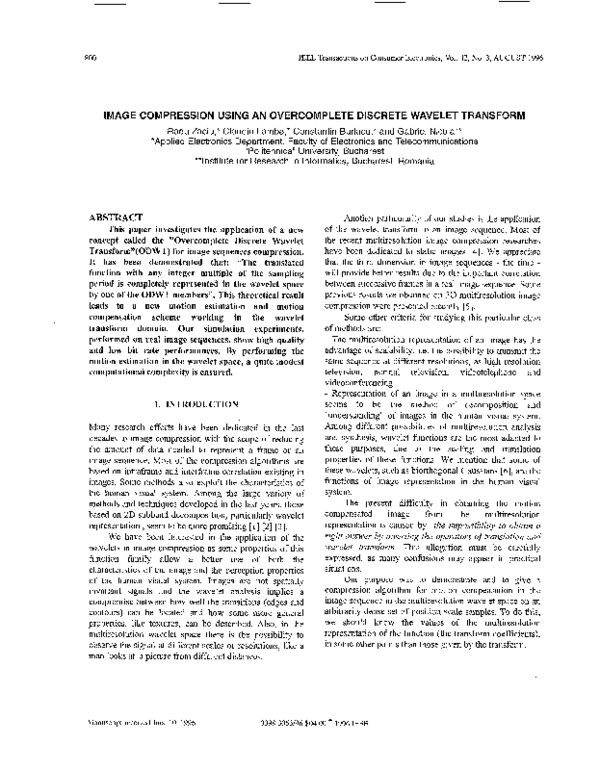 (PDF) Image compression using an overcomplete discrete wavelet transform
